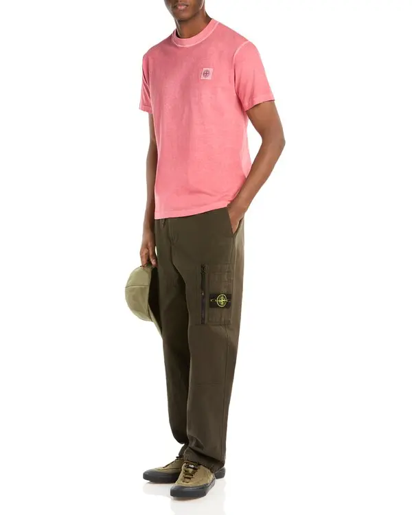 Stone Island Compass Patch Cotton Crewneck T-shirt - Geranium