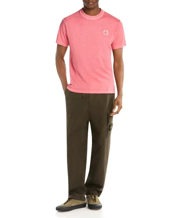 Stone Island Compass Patch Cotton Crewneck T-shirt - Geranium