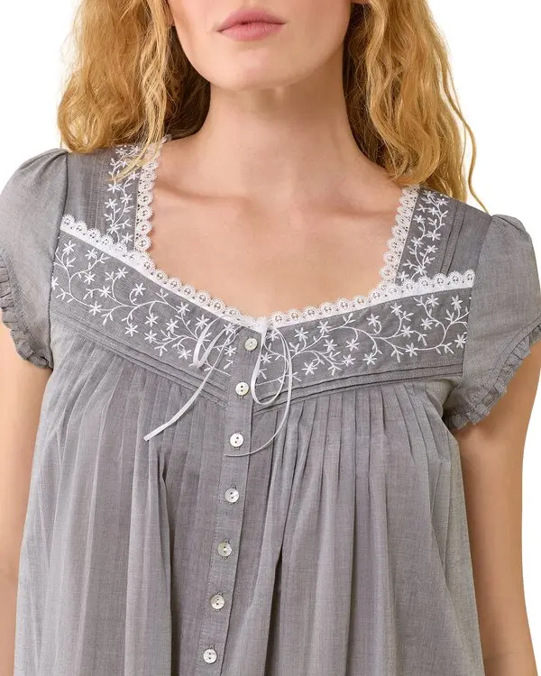 Eileen West Cap Sleeve Cotton Chambray Waltz Nightgown Exclusive