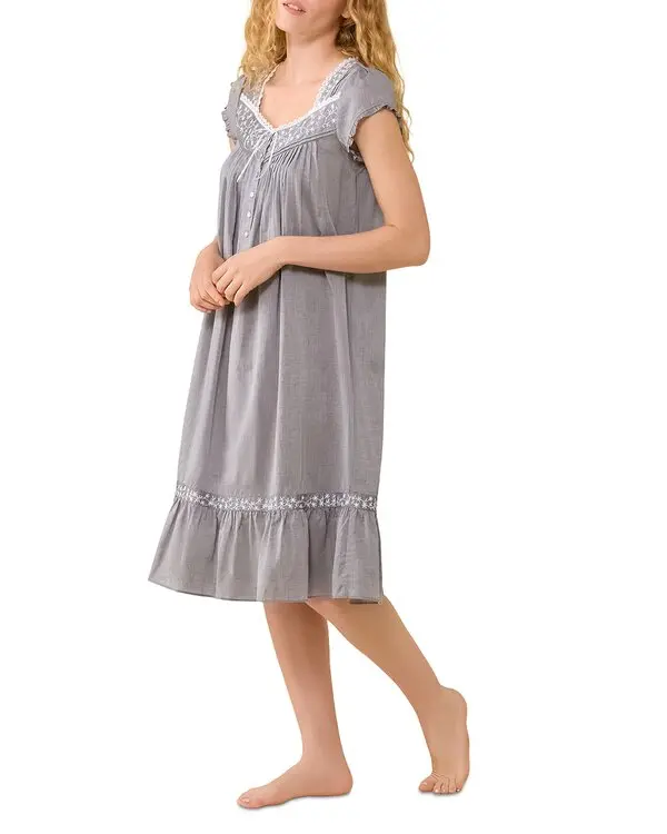 Eileen West Cap Sleeve Cotton Chambray Waltz Nightgown Exclusive