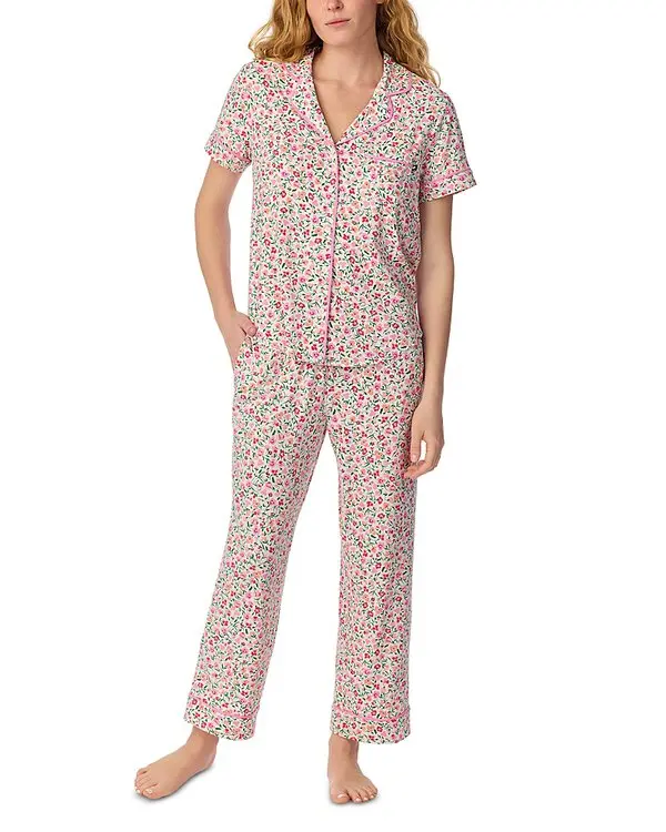 Kate Spade New York Brushed Jersey Short Sleeve Pajama Set - White Ditsy