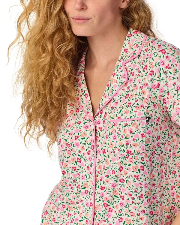 Kate Spade New York Brushed Jersey Short Sleeve Pajama Set - White Ditsy