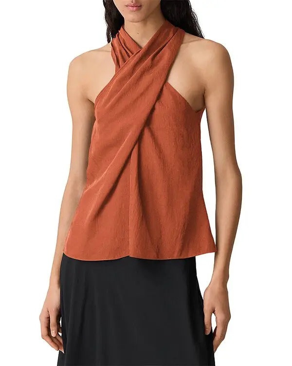 Theory Crossover Neck Sleeveless Top - Umber