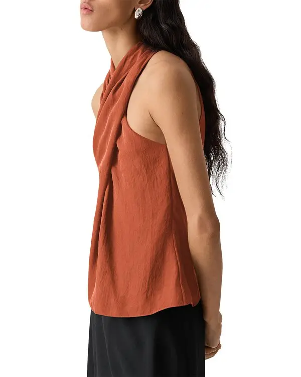 Theory Crossover Neck Sleeveless Top - Umber
