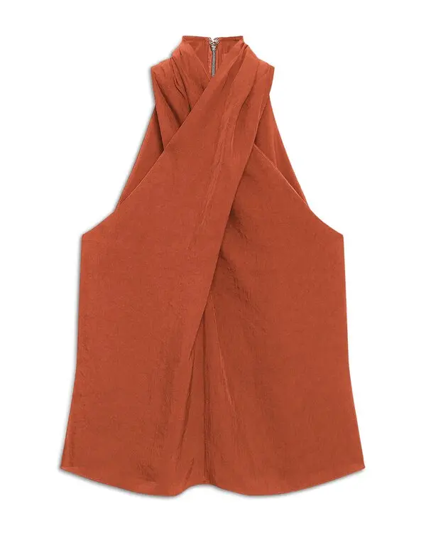 Theory Crossover Neck Sleeveless Top - Umber