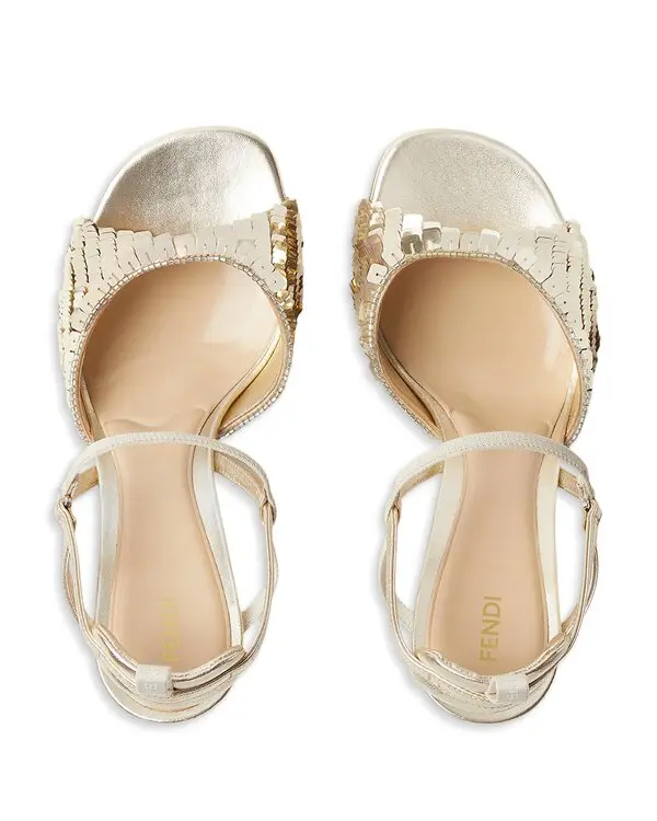 Fendi Colibri Sequined Silk & Leather High Heel Sandals
