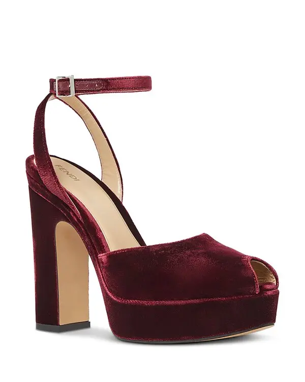 Fendi After 9 Velvet Peep Toe Platform Sandals