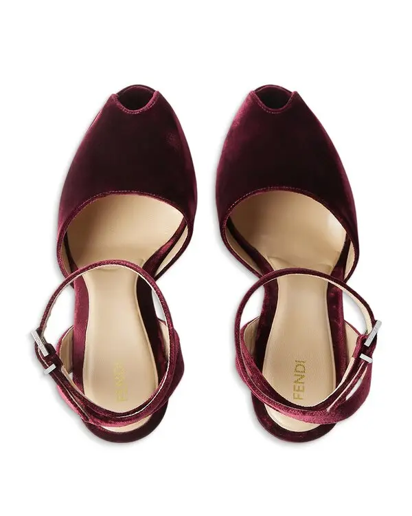 Fendi After 9 Velvet Peep Toe Platform Sandals