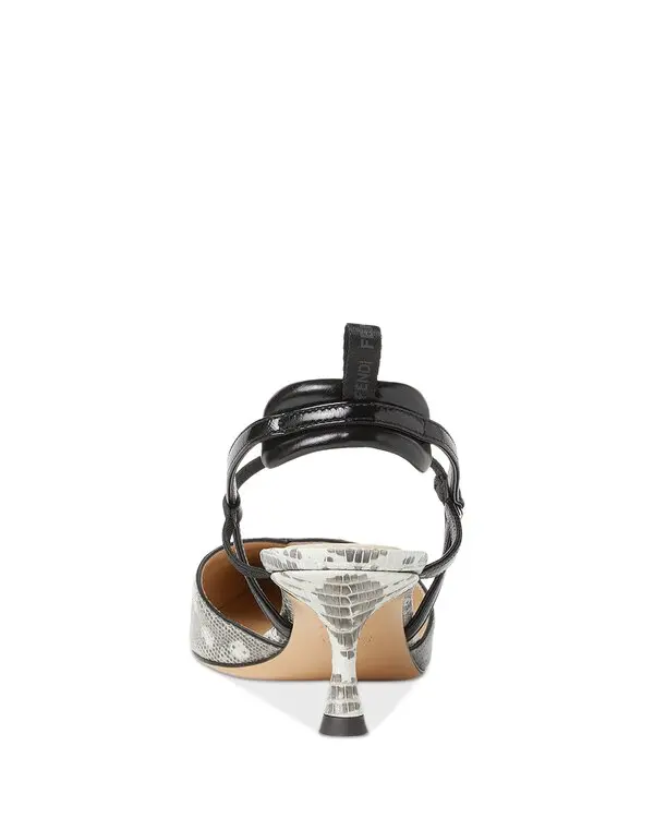 Fendi Colibri Embossed Leather Slingbacks - Pergamena