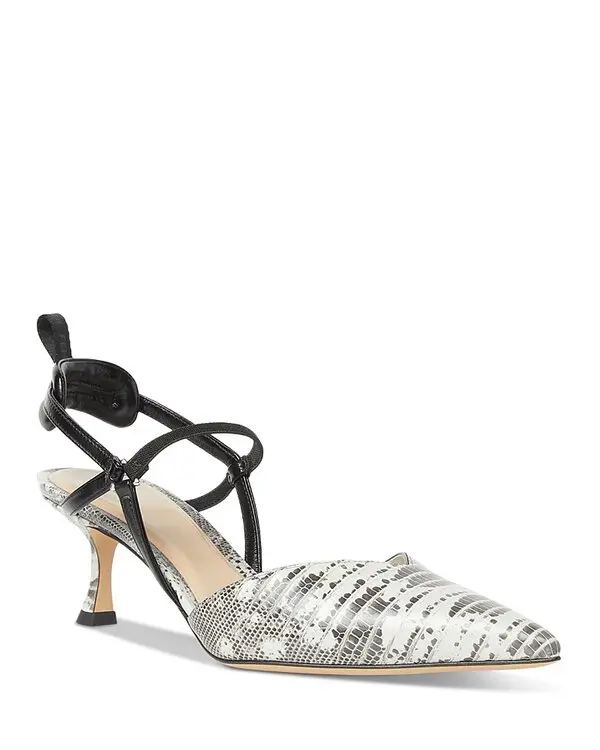 Fendi Colibri Embossed Leather Slingback Pumps - Pergamena