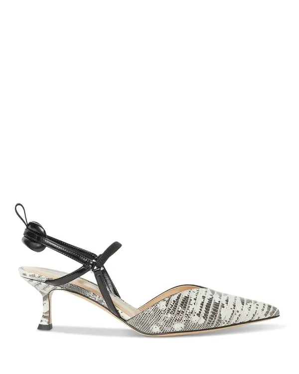 Fendi Colibri Embossed Leather Slingback Pumps - Pergamena
