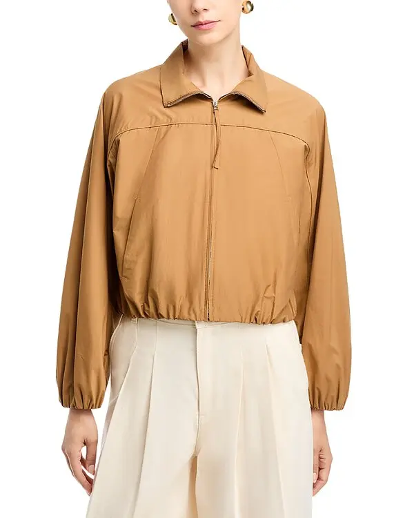 Theory Spread Collar Zip Front Jacket - Bronze