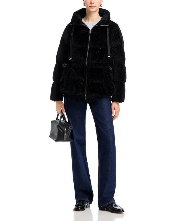 Herno Shiny Velvet Short Puffer Coat