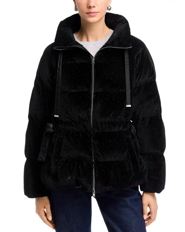 Herno Shiny Velvet Short Puffer Coat