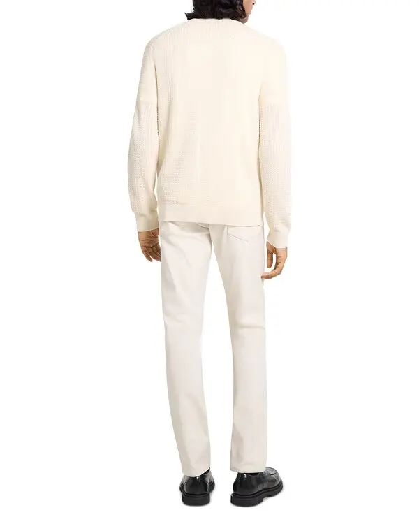 Theory Walton Full Zip Sweater In Tactile Cotton - Oat Milk