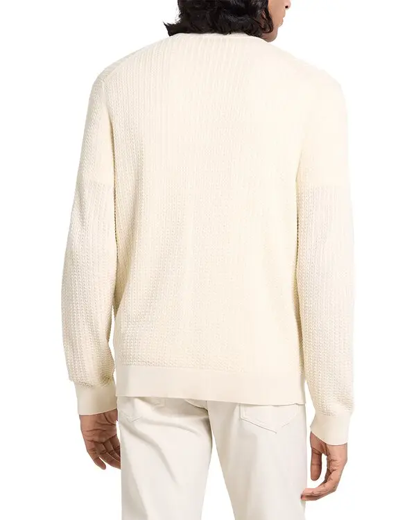 Theory Walton Full Zip Sweater In Tactile Cotton - Oat Milk