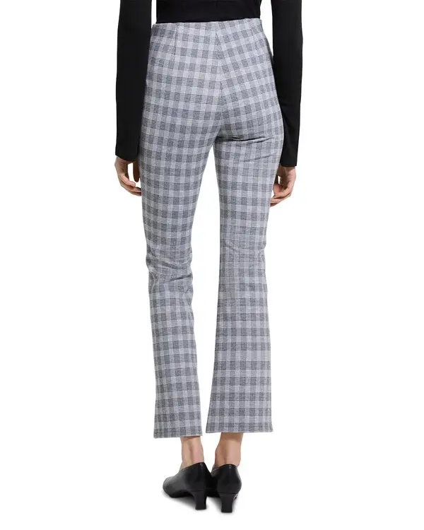 Theory Check Print High Rise Kick Flare Pants