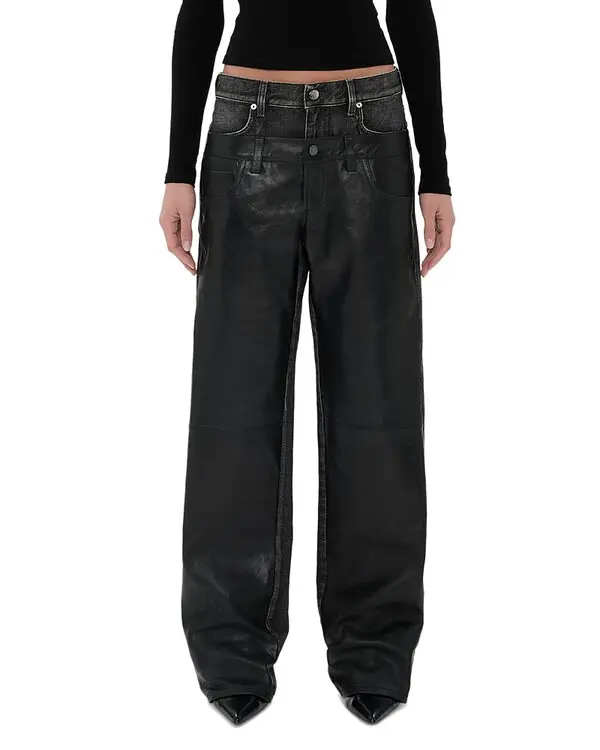 HAIKURE Bonnie Leather High Rise Straight Jeans