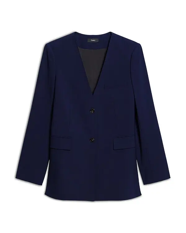 Theory Collarless Wool Stretch Jacket