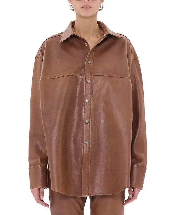 HAIKURE Victoria Fluid Leather Shirt - Tan