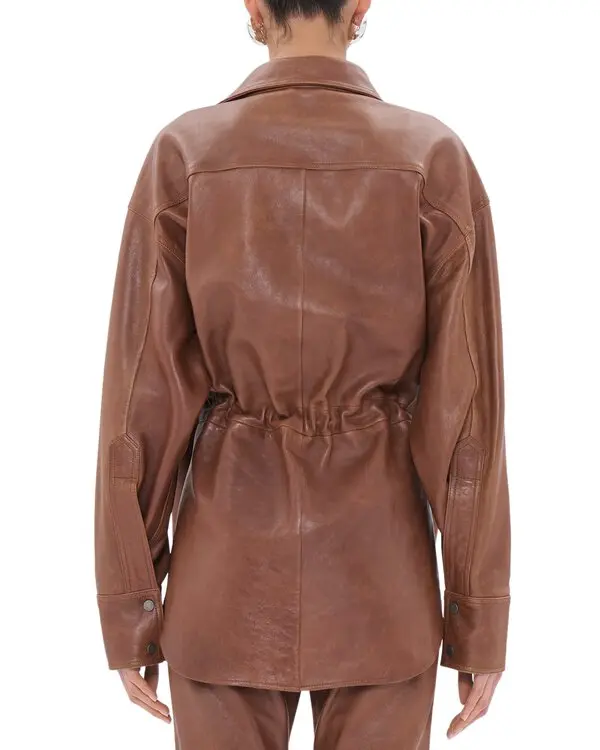 HAIKURE Victoria Fluid Leather Shirt - Tan