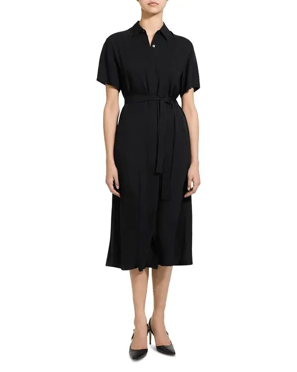 Theory Belted Button Front A-line Dress