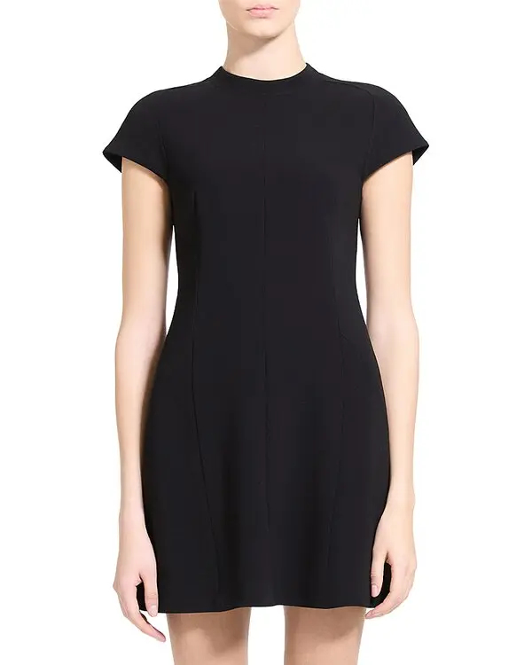 Theory High Neck Raglan Sleeve Mini Dress - Black