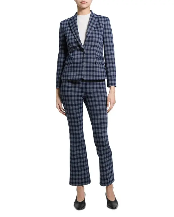 Theory Check Print Single Button Blazer