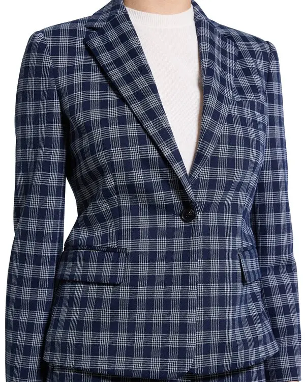 Theory Check Print Single Button Blazer