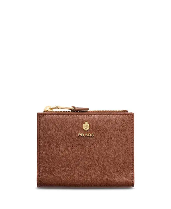 Prada Small Leather Wallet - Chestnut Brown