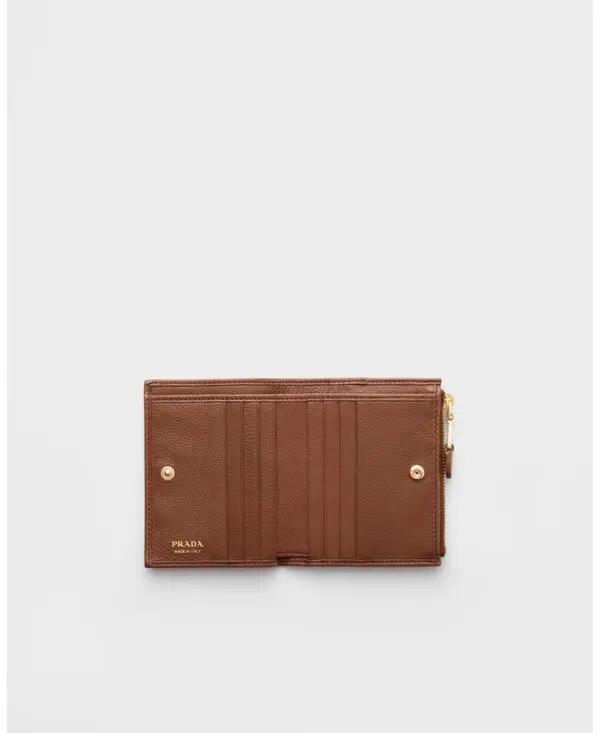 Prada Small Leather Wallet - Chestnut Brown