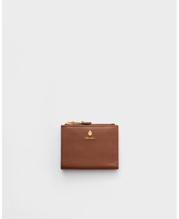 Prada Small Leather Wallet - Chestnut Brown