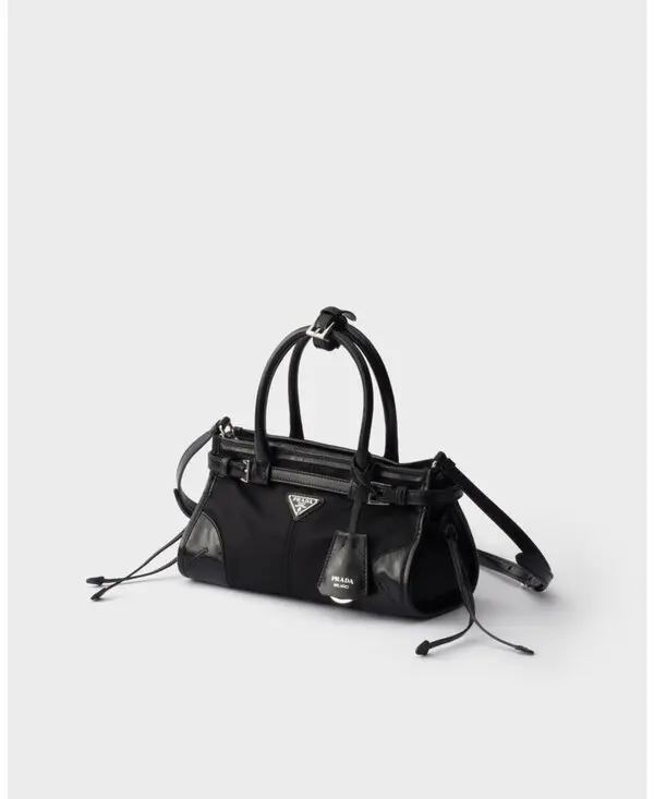 Prada Bonnie Small Re-nylon And Leather Handbag