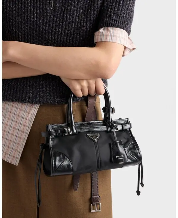 Prada Bonnie Small Re-nylon And Leather Handbag