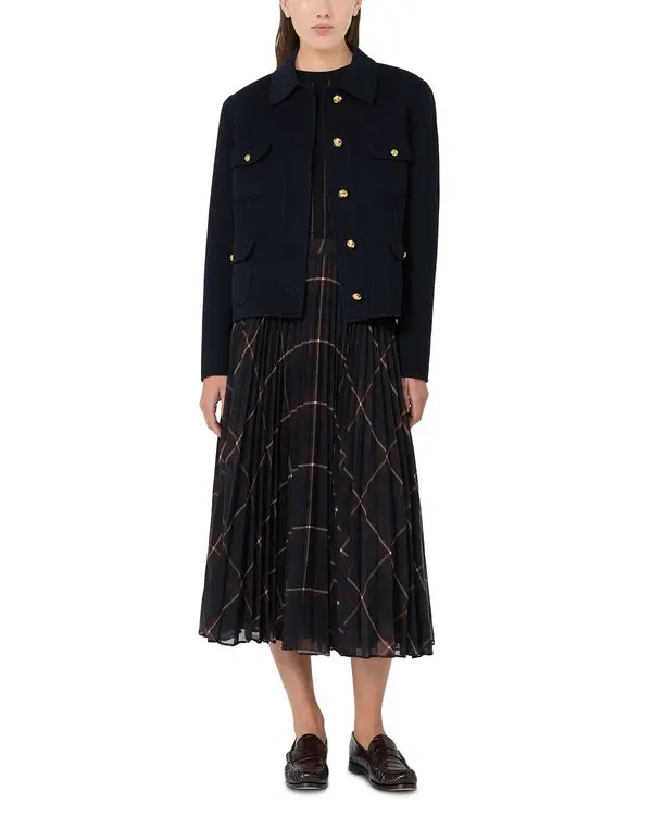 Max Mara Mstpagana Pleated Midi Skirt