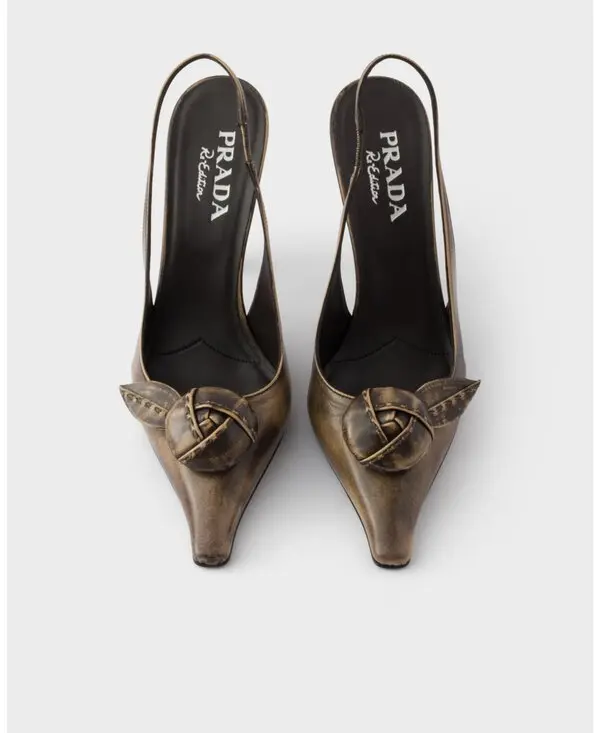Prada Metallic Leather Slingback Pumps