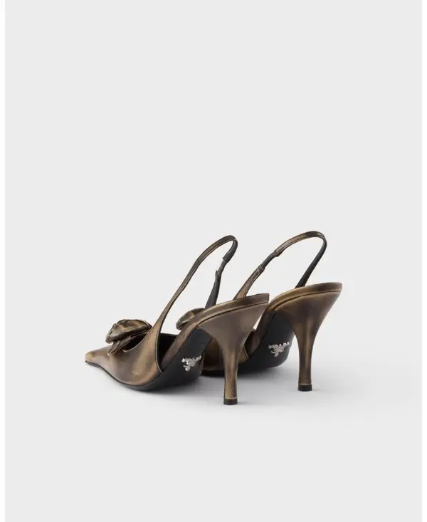 Prada Metallic Leather Slingback Pumps