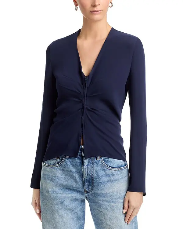 MAISON MARGIELA Long Sleeve Zip Front Top