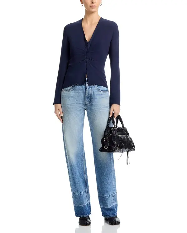 MAISON MARGIELA Long Sleeve Zip Front Top