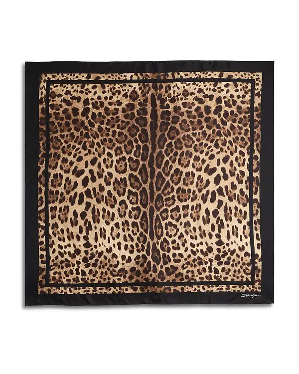 Dolce & Gabbana Leopard Print Silk Twill Scarf - Brown Prt