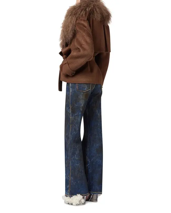 Giuseppe Di Morabito Shearling Collar Alpaca-blend Short Trench Coat