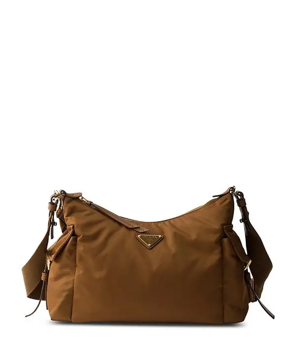 Prada Large Re-nylon And Leather Shoulder Bag - Brandy