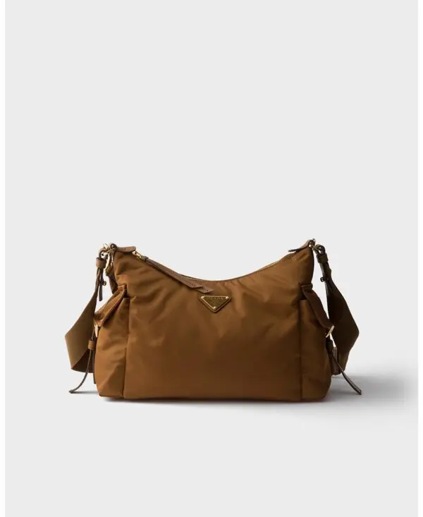 Prada Large Re-nylon And Leather Shoulder Bag - Brandy