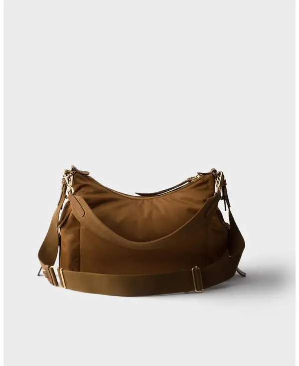 Prada Large Re-nylon And Leather Shoulder Bag - Brandy
