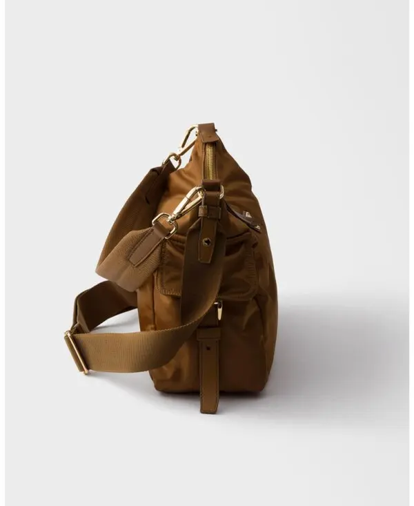 Prada Large Re-nylon And Leather Shoulder Bag - Brandy