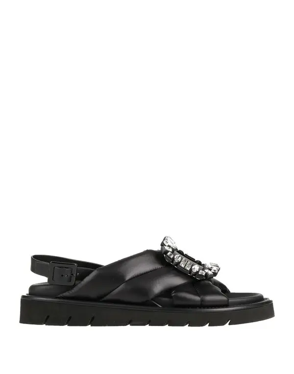 ROGER VIVIER Embellished Slingback Sandals - Black