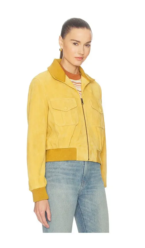 FRAME The Suede Ace Jacket In Yellow