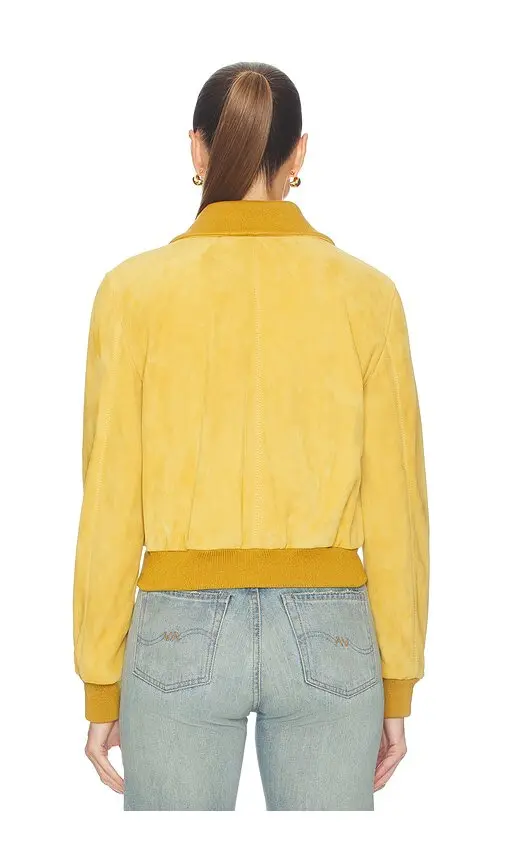 FRAME The Suede Ace Jacket In Yellow