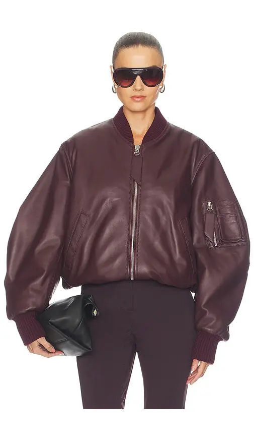 Attico Leather Bomber Jacket