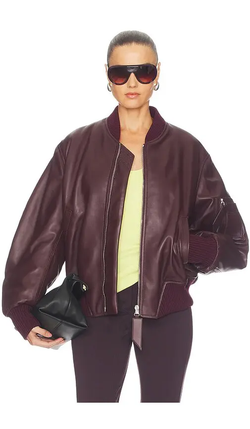 Attico Leather Bomber Jacket